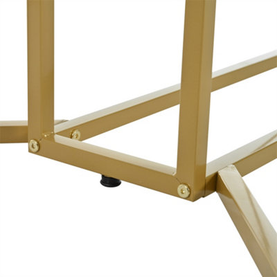 Unique Metal Frame Rectangular Dining Table in Modern Marble Pattern ...