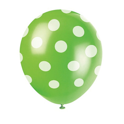 Unique Party 12 Inch Polka Dot Latex Balloons (Pack Of 6) Green/White ...