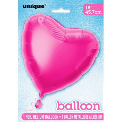Unique Party 18 Inch Heart Foil Balloon (Pack of 5) Hot Pink (One Size)