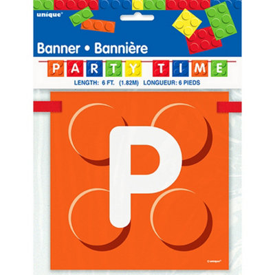 Unique Party 6 Feet Building Blocks Birthday Block Flag Banner ...