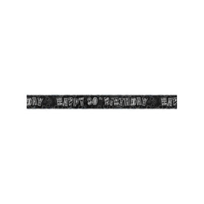 Unique Party Age 80 Prism Birthday Banner Black/Silver (9ft)