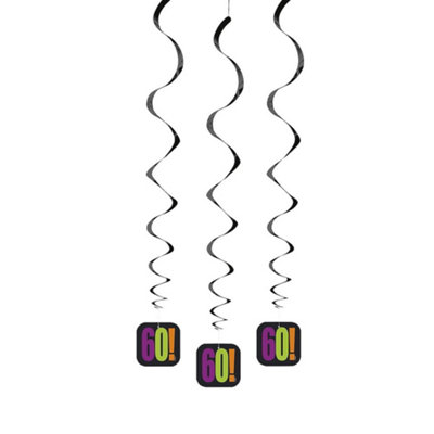 Unique Party Cheer 60th Birthday Streamers (Pack of 3) Black ...