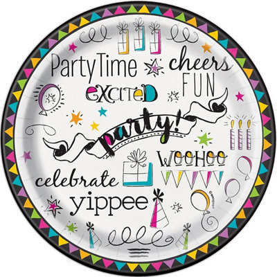 Unique Party Doodle Happy Birthday Party Plates (Pack of 8 ...