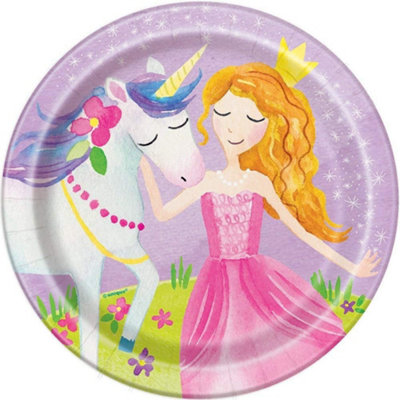 Unique Party Fairy Princess Dessert Plate (Pack of 8) Multicoloured ...