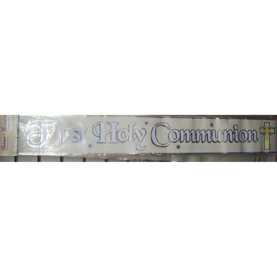 Buy Unique Party Foil First Holy Communion Banner Beige/Gold (12ft) at B&Q