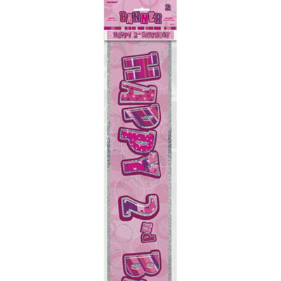 Unique Party Foil Glitz 2nd Birthday Banner Pink (One Size)