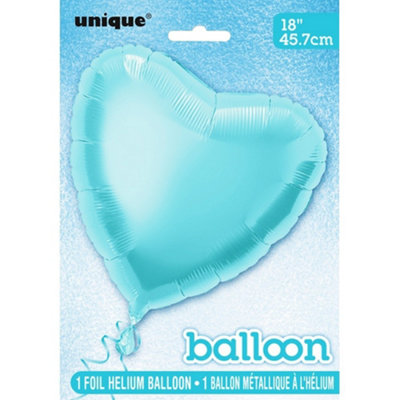 Shop Unique Party Heart Foil Balloon (Pack Of 5) Baby Blue (18in)