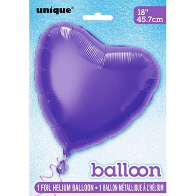 Unique Party Heart Foil Balloon (Pack Of 5) Deep Purple (18in)