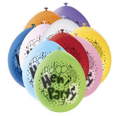 Unique Party Latex Hen Night Balloons (Pack of 10) Multicoloured (One Size)