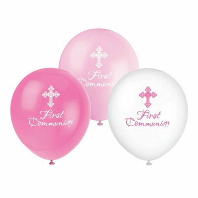 Unique Party Latex Radiant Cross First Holy Communion Balloons (Pack of ...