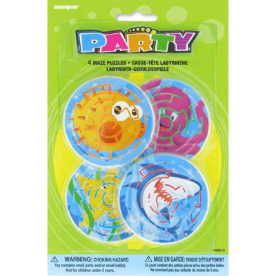 Unique Party Maze Puzzle (Pack of 4) Multicoloured (One Size)