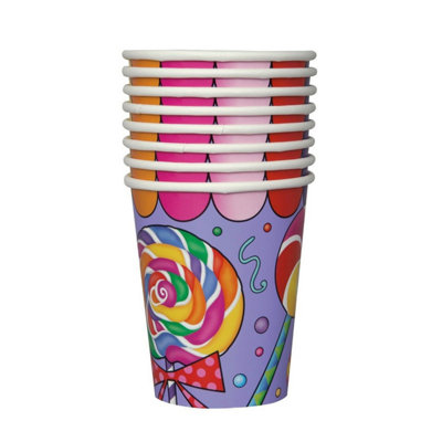 Unique Party Paper Candy Party Cup (Pack of 8) Multicoloured (One Size ...