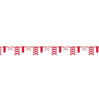 Unique Party Paper Polka Dot and Chevron Bunting Red/White (12ft)