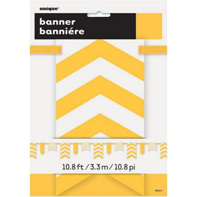 Unique Party Paper Polka Dot and Chevron Bunting Yellow/White (12ft)