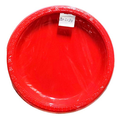 Unique Party Plastic Disposable Plates (Pack of 12) Red (One Size ...