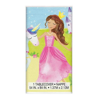 Unique Party Plastic Fairy Princess Party Table Cover Multicoloured ...
