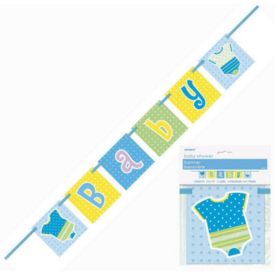 Unique Party Polka Dot Baby Shower Banner Blue/Yellow/White (One Size)