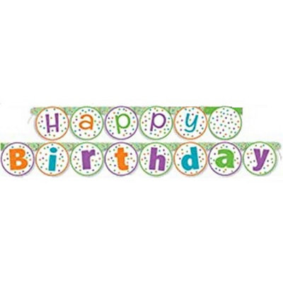Unique Party Polka Dot Happy Birthday Banner Multicoloured (6ft)