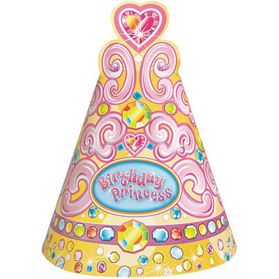 Unique Party Pretty Princess Party Hat (Pack of 8) Yellow/Pink/Blue ...