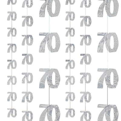 Unique Party Silver 70th Birthday/Anniversary Hanging String ...