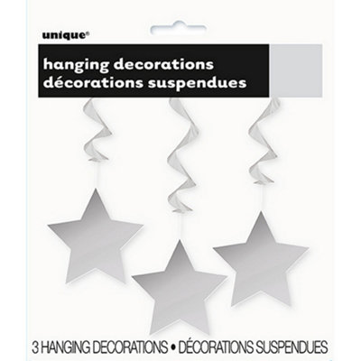 Unique Party Star Swirls Decorations (Pack Of 3) White (One Size)