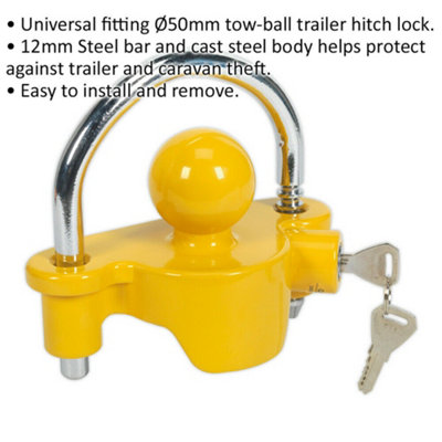 Universal 50mm Tow Ball Trailer Hitch Lock for Enhanced Security and ...