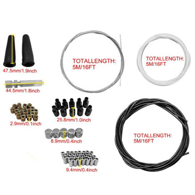 Universal 5M Throttle Cable Kit Nipples Ferrules Motorbike
