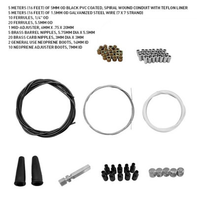 Universal 5M Throttle Cable Kit Nipples Ferrules Motorbike