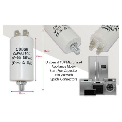 Universal 7UF Microfarad Appliance Motor Start Run Capacitor ...