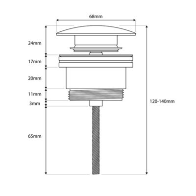 Universal Basin Waste Matte Black Slotted/Un-Slotted