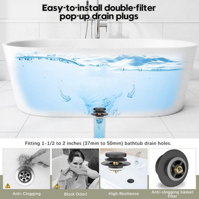 Universal bath plug, pop-up bath drain, replaceable lift-and-turn mechanism