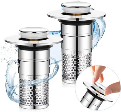Universal Bathtub Plug Pack, 34-40mm Pop-up Sink Plugs with Strainer ...