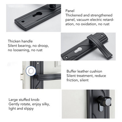 Universal Black Door Lever Lock Set with Silent Bearing, Manganese ...