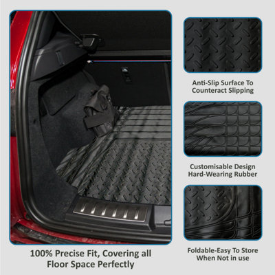Universal Car Mat Fit Vehicle Boot Rubber Liner Slip Resistant Mat Cut ...