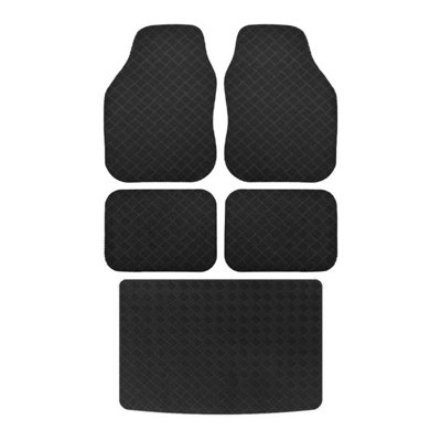 Universal Car Mats Heavy-Duty Rubber Car Mats - Full Set + Boot Mat