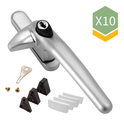 Universal Cockspur Window Handle Kit (10 Pack) - Right, Satin Silver ...