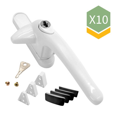 Universal Cockspur Window Handle Kit (10 Pack) - Right, White/Black ...