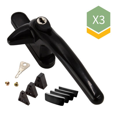 Universal Cockspur Window Handle Kit (3 Pack) - Right, Black/Black