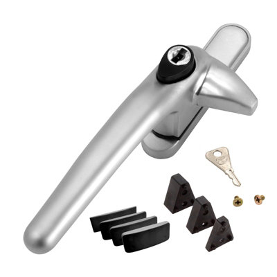Universal Cockspur Window Handle Kit - Left, Satin Silver/Black