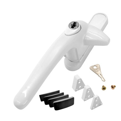 Universal Cockspur Window Handle Kit - Left, White/Black | DIY at B&Q