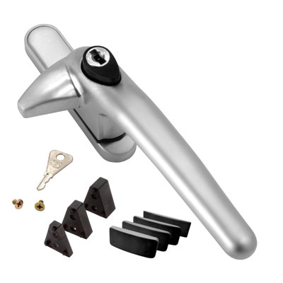 Universal Cockspur Window Handle Kit - Right, Satin Silver/Black | DIY ...