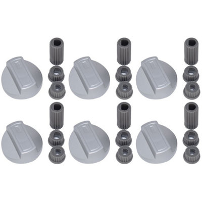 Universal Cooker Oven Grill Control Knobs And Adaptors Silver Fits All ...
