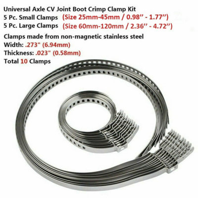 Universal CV Boot Clips Kit Stainless Steel Set of 10 Axle CV Joint ...