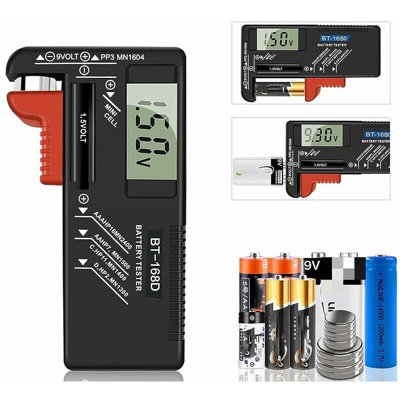 Universal Digital Battery Tester Aa, Aaa, C, D, Pp3, 9V, 1.5V Works ...
