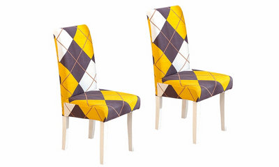 Universal Dining Chair Covers- Yellow Diamond