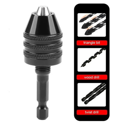 Universal Mini Keyless Drill Chuck 1/4" Hex Shank