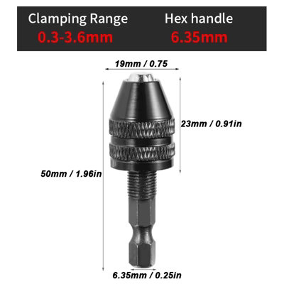 Universal Mini Keyless Drill Chuck 1/4" Hex Shank