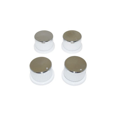 Universal Oven Cooker Hob Knob Dial Pack of 4 White/Silver by Ufixt ...