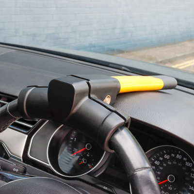 Universal Rotary Car Steering Wheel Lock - High Visibility Steel Anti ...