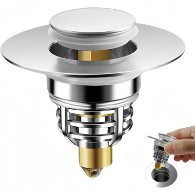 Universal Sink Plug Replacement Pop Up Bathroom Stopper Stainless Steel ...